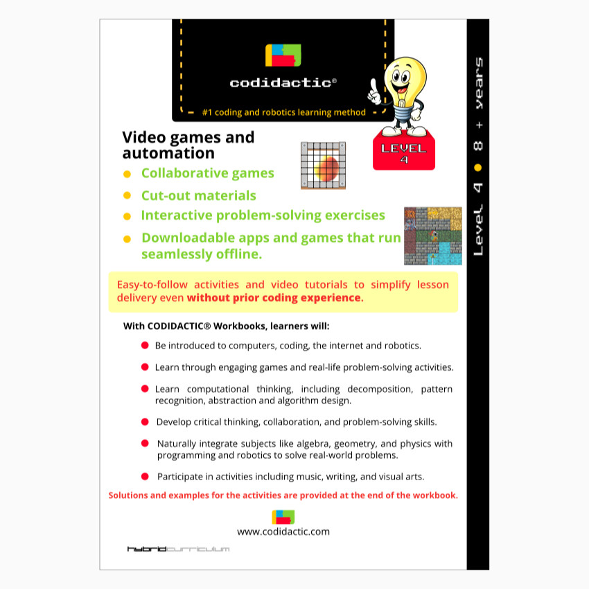Buy coding and robotics workbook for ages 8+, Video games and automation - Level 4 - 64 pp ...
